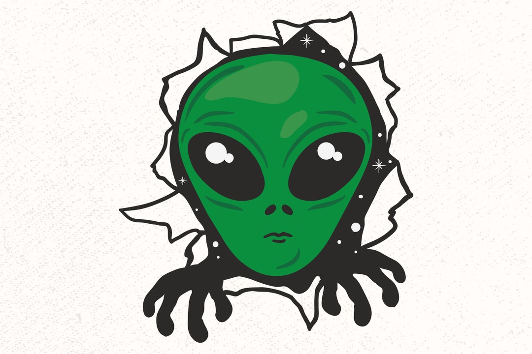 Cute Alien SVG, Alien Head, Alien Face, Martian Svg, Sci Fi Svg, outer ...