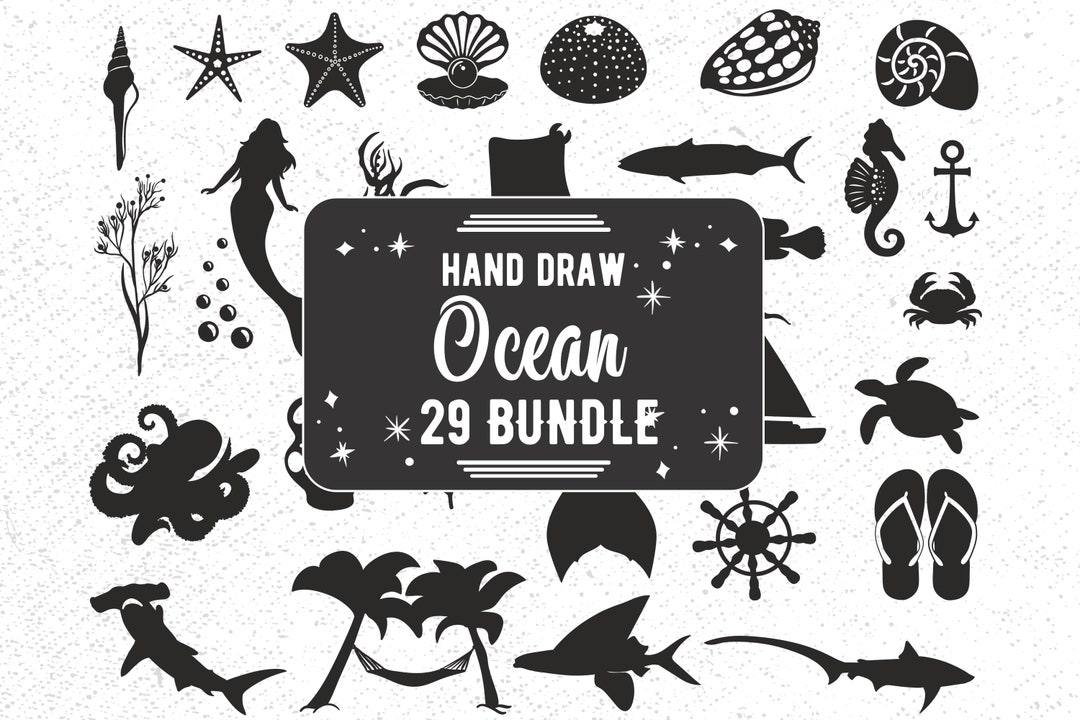 Ocean Bundle SVG, Sea Creatures Silhouette, Sea Animal, Ocean Life ...