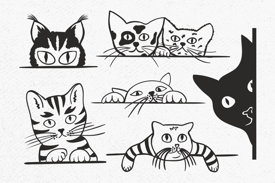 Peeking Cat Svg, Black Cat Svg, Cat Bundle SVG, Cat Face, Cat Head, Cat ...
