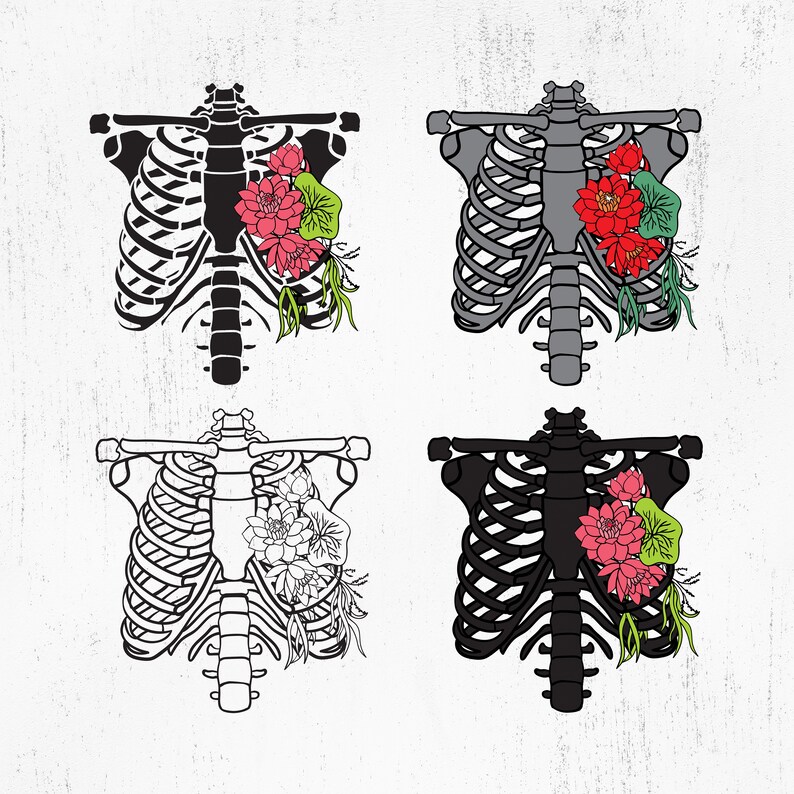 Rib Cage Floral SVG, Rib Cage, Floral SVG, Ribcage Flowers Svg File ...