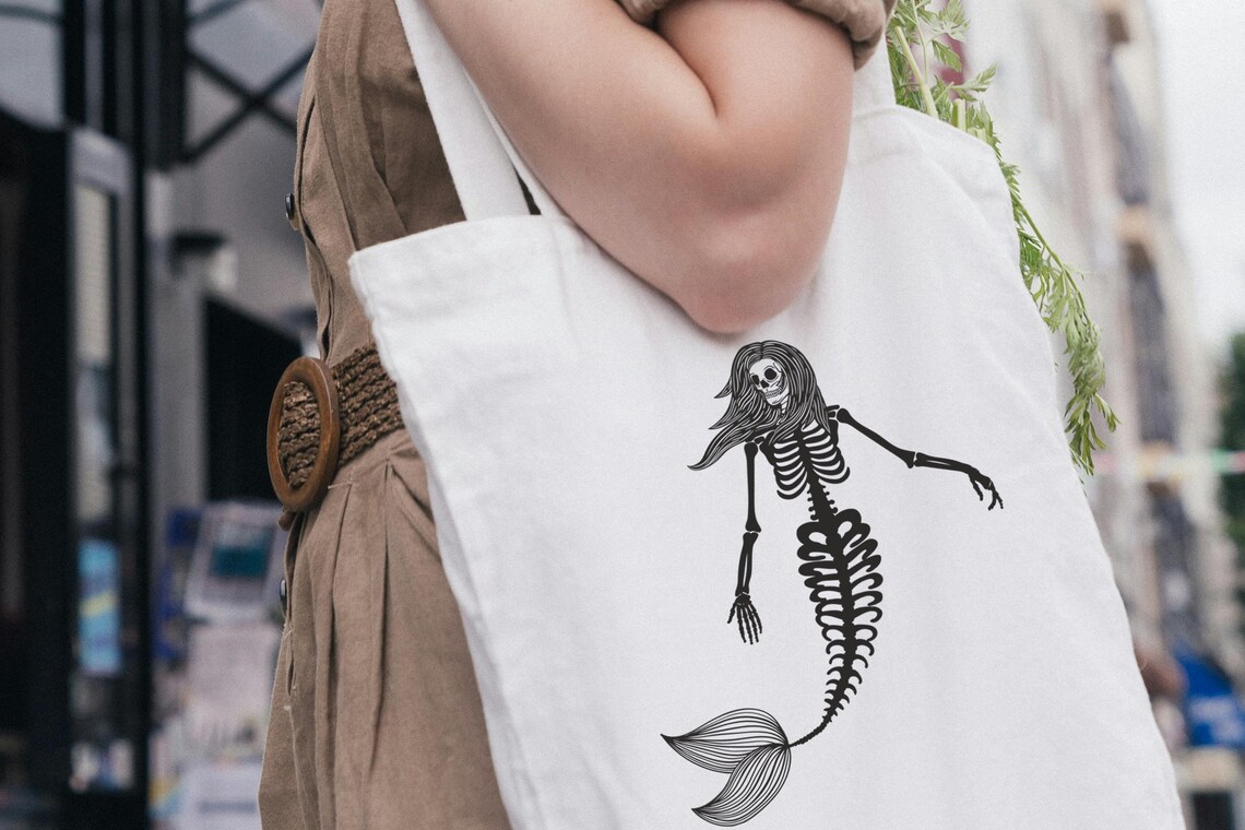 Mermaid Skeleton SVG, Skull Mermaid, Gothic Mermaid SVG, Mermaid Skull ...