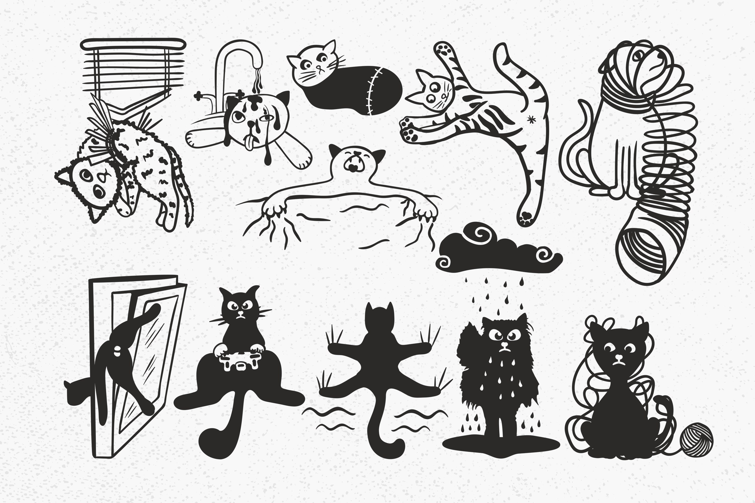 Unlucky Cat SVG, Bad Luck Cat SVG, Black Cat Bundle SVG, Misfortune Cat ...