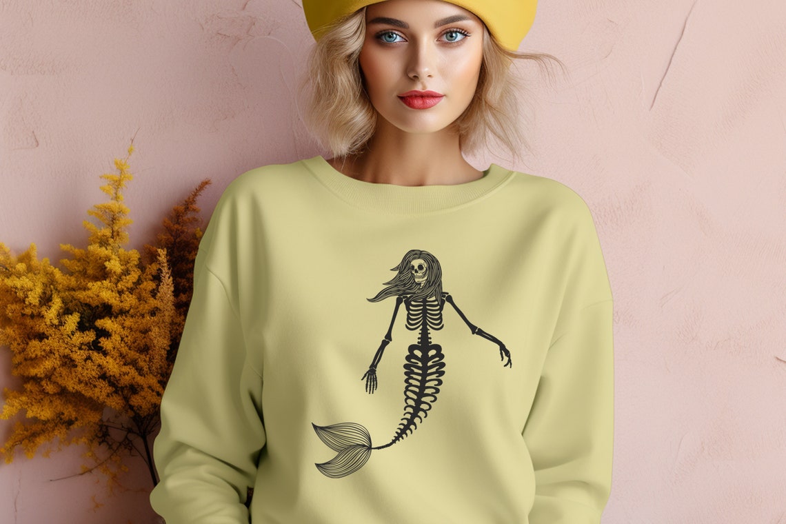 Mermaid Skeleton SVG, Skull Mermaid, Gothic Mermaid SVG, Mermaid Skull ...