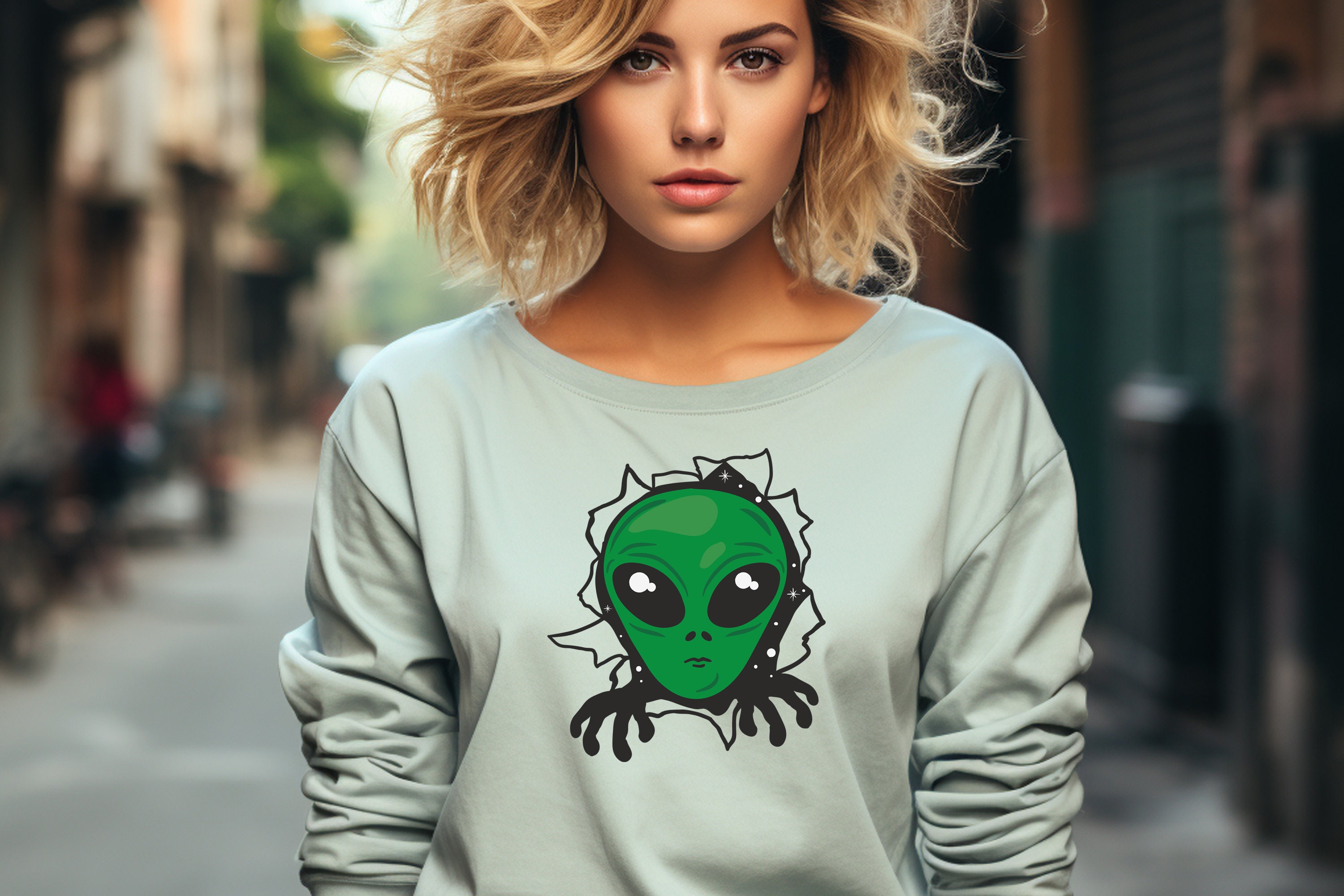 Cute Alien SVG, Alien Head, Alien Face, Martian Svg, Sci Fi Svg, outer ...