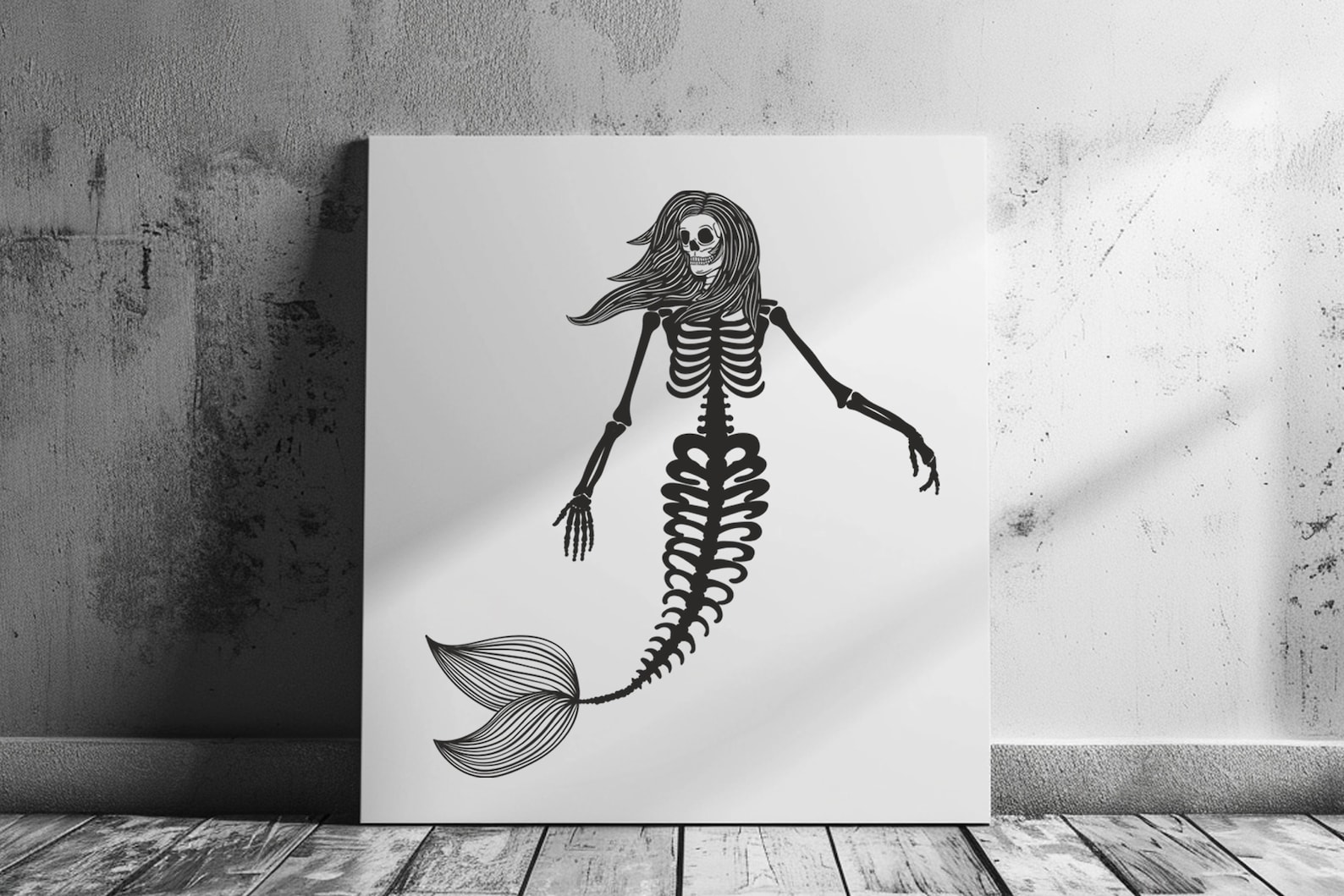 Mermaid Skeleton SVG, Skull Mermaid, Gothic Mermaid SVG, Mermaid Skull ...