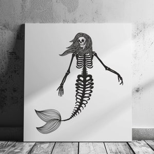 Mermaid Skeleton SVG, Skull Mermaid, Gothic Mermaid SVG, Mermaid Skull ...