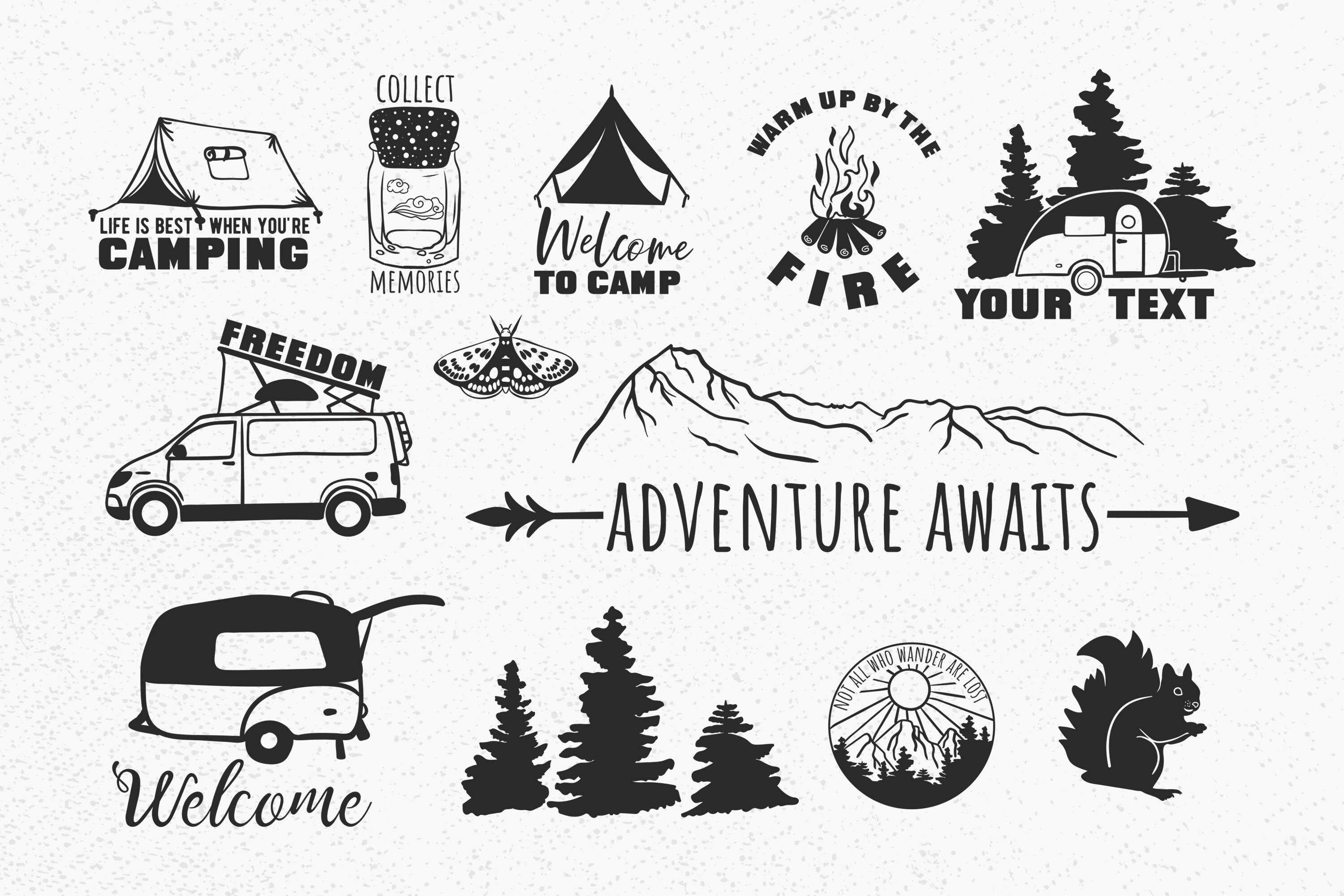 Adventure Quotes Bundle Svg, Camping Svg, Welcome to Camp Svg, Camper ...