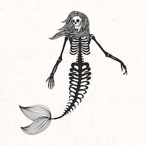 Mermaid Skeleton SVG, Skull Mermaid, Gothic Mermaid SVG, Mermaid Skull ...