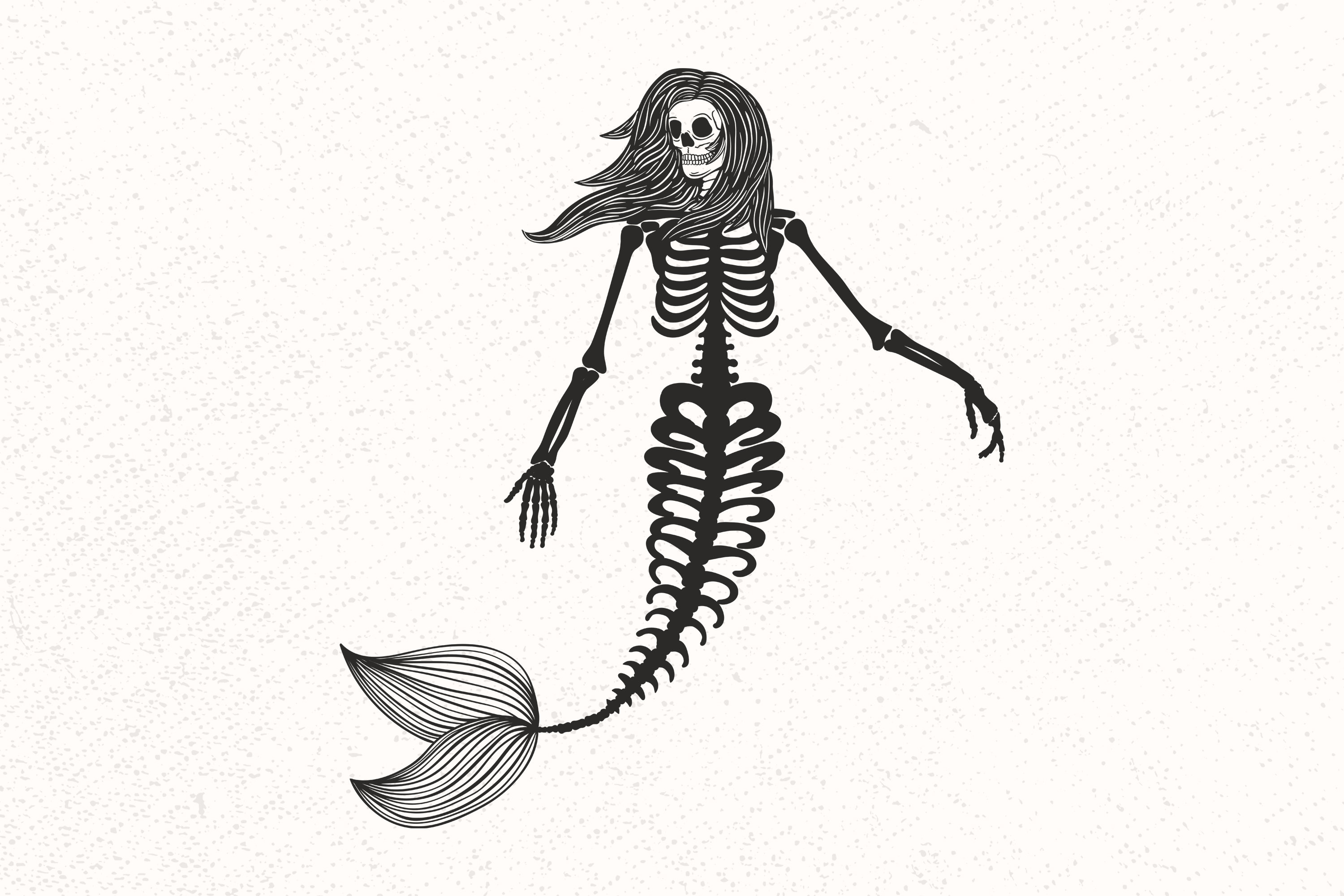 Mermaid Skeleton SVG, Skull Mermaid, Gothic Mermaid SVG, Mermaid Skull ...