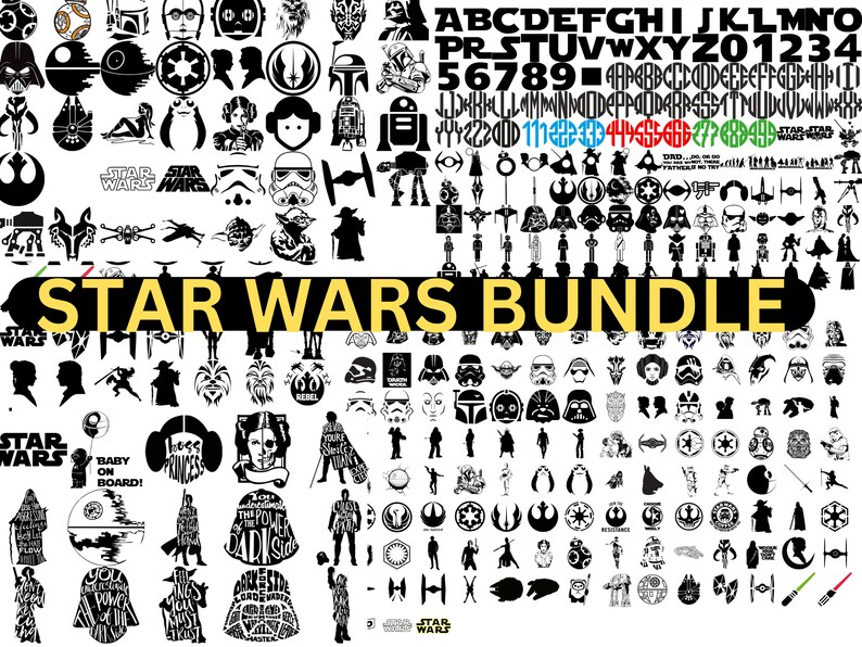 Star Wars SVG, 1300 Bundle, Star Wars Font, Star Wars Clipart, Star ...