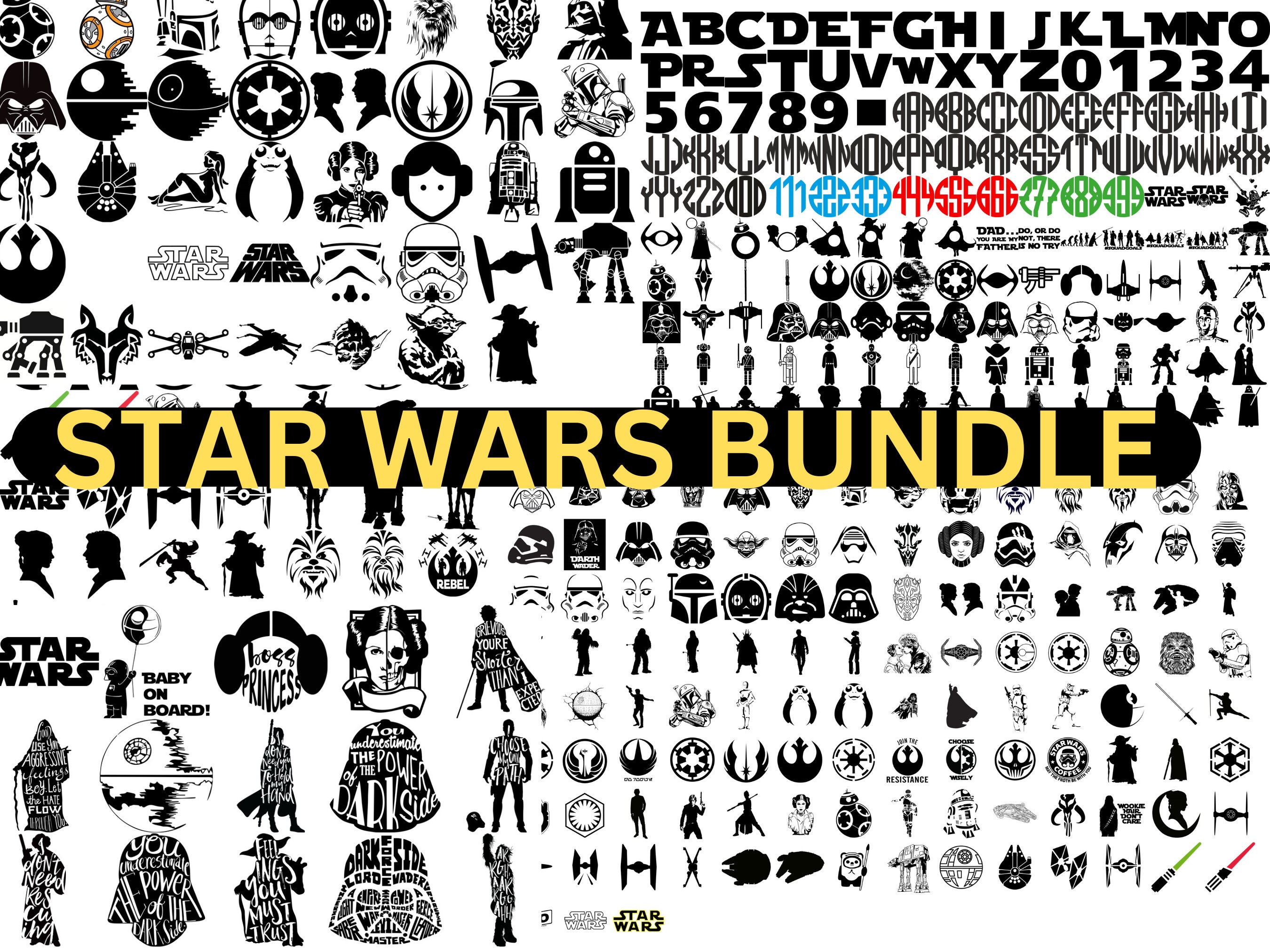 Star Wars SVG, 1300 Bundle, Star Wars Font, Star Wars Clipart, Star ...