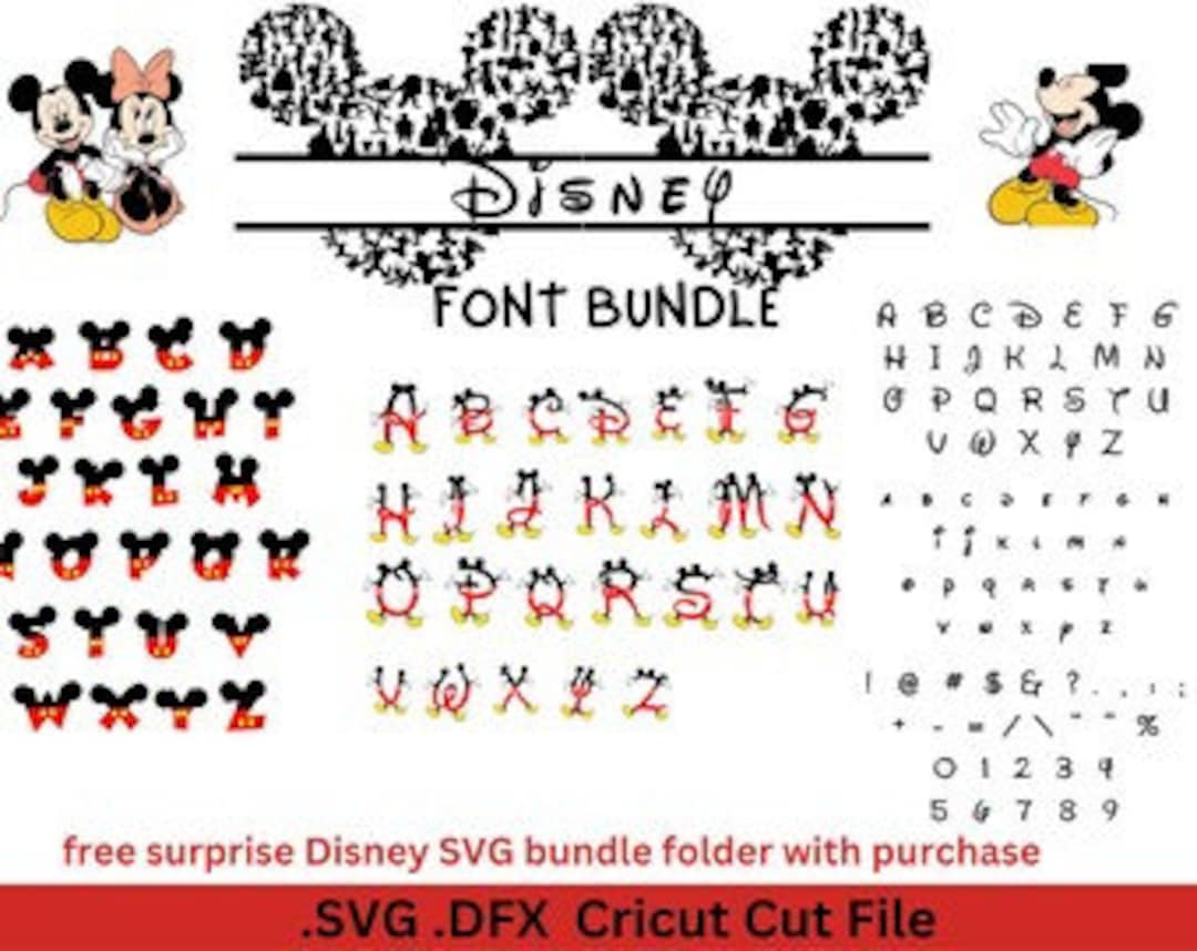 Mickey Mouse Font Svg, Font SVG, Mouse Font SVG, Mouse Alphabet SVG ...