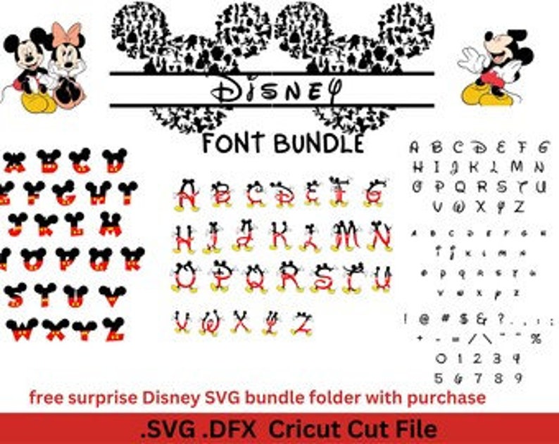 Mickey Mouse Font Svg, Font SVG, Mouse Font SVG, Mouse Alphabet SVG ...