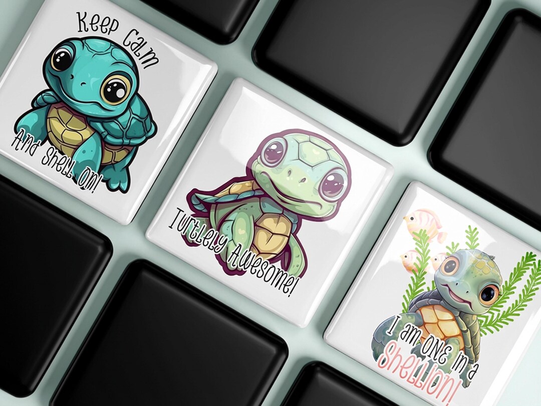 Funny Sea Turtle Magnet Set of 3 - Tortoise Fridge Decor - Punny Ocean ...