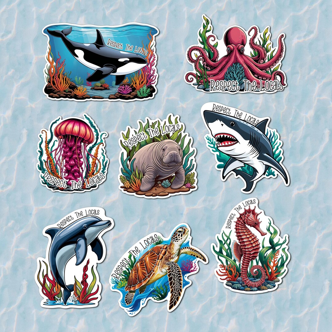 Respect the Locals, Sea Life, Ocean Stickers Vinyl Water Resistant - Etsy
