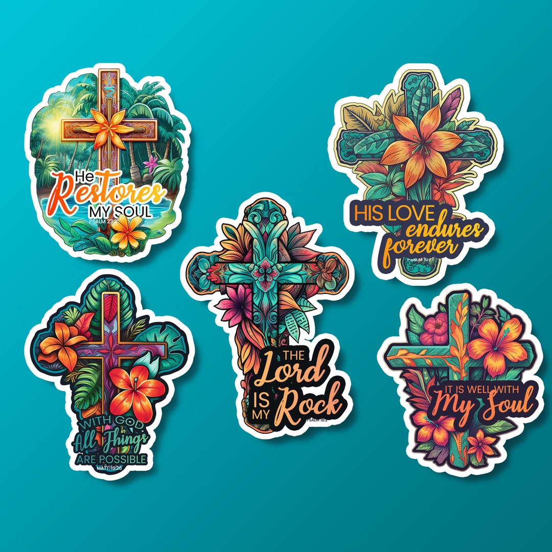 Tropical Christian Cross Stickers Vinyl Water Resistant - Etsy