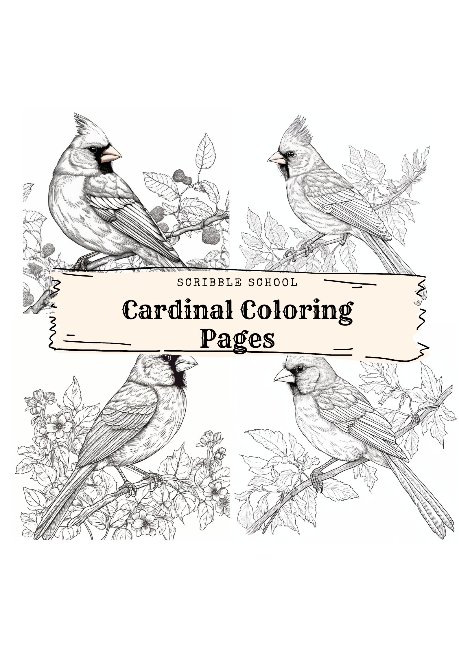 Cardinal Coloring Pages - Etsy