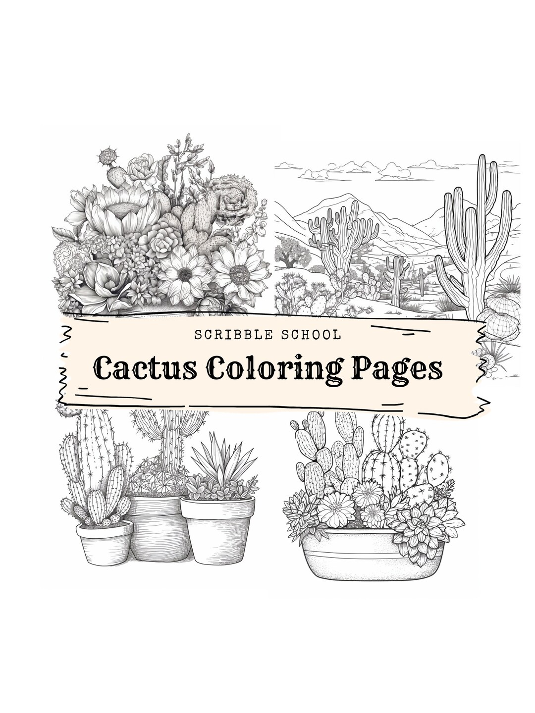 Cactus Coloring Pages - Etsy