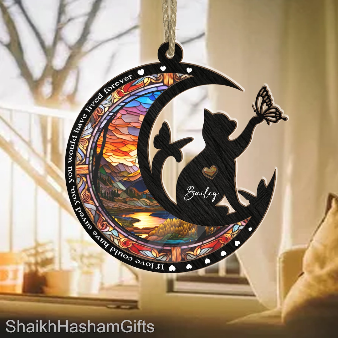 Custom Cat Suncatcher Cat Memorial Suncatcher Pet Memorial - Etsy