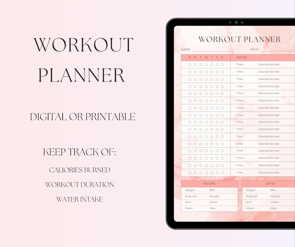Minimalist Workout Planner Digital Pdf Simple Easy to Use - Etsy