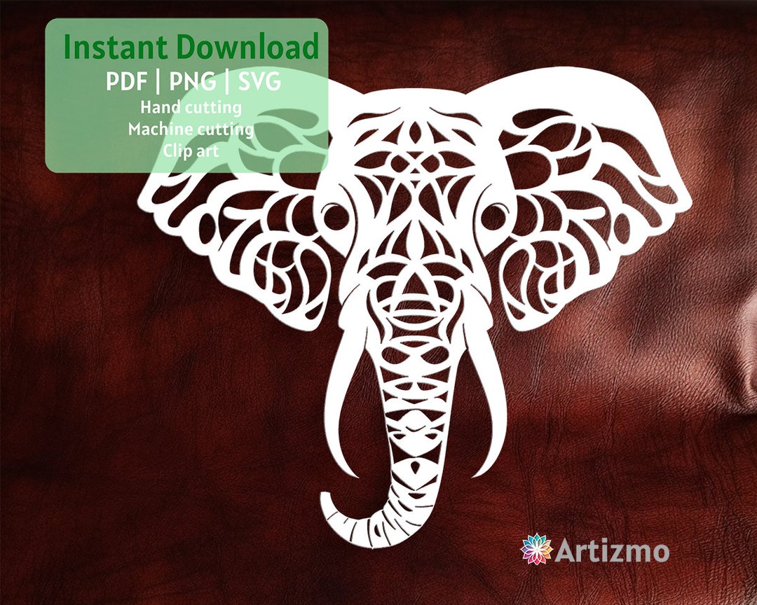 Elephant Template | Kids Paper Cut | SVG for Machine Cut | PDF and PNG ...