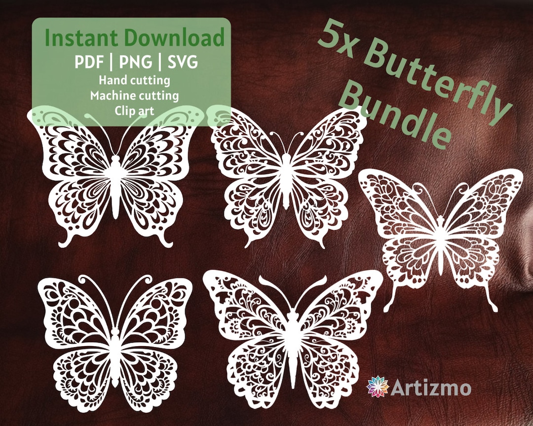 Butterfly Template Bundle | PDF and PNG for Hand Cutting | SVG for ...
