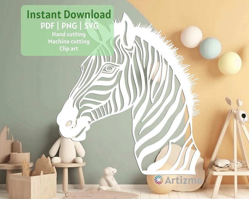 Zebra Template Kids Paper Cut SVG for Machine Cut With - Etsy