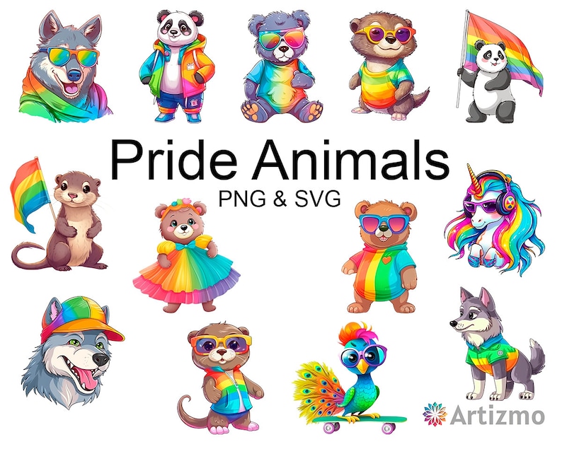 Pride Animal PNG & SVG Bundle | Cartoon Clipart With Transparent ...