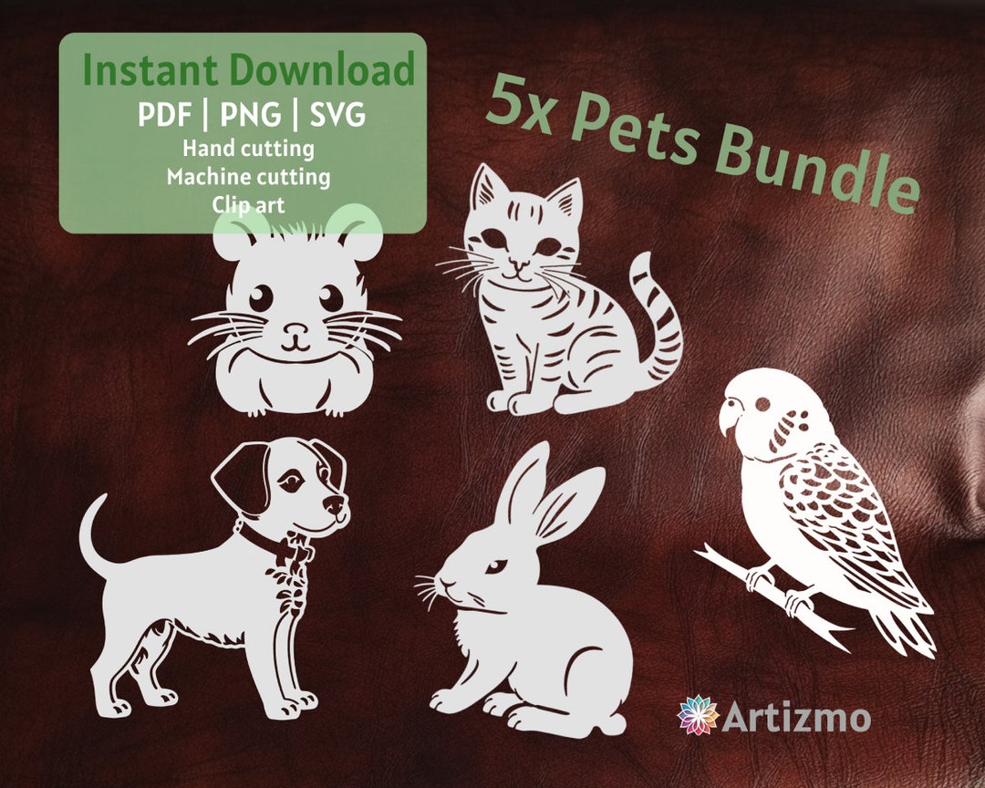 Pets Template Bundle | PDF and PNG for Hand Cutting | SVG for Machine ...