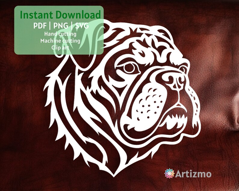 Bulldog Template | PDF and PNG for Hand Cutting | SVG for Machine Cut ...