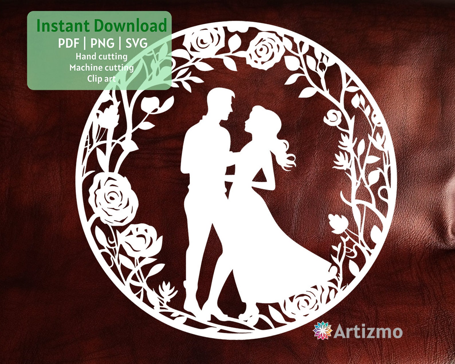 Floral Bride and Groom Template | PDF and PNG for Hand Cutting | SVG ...