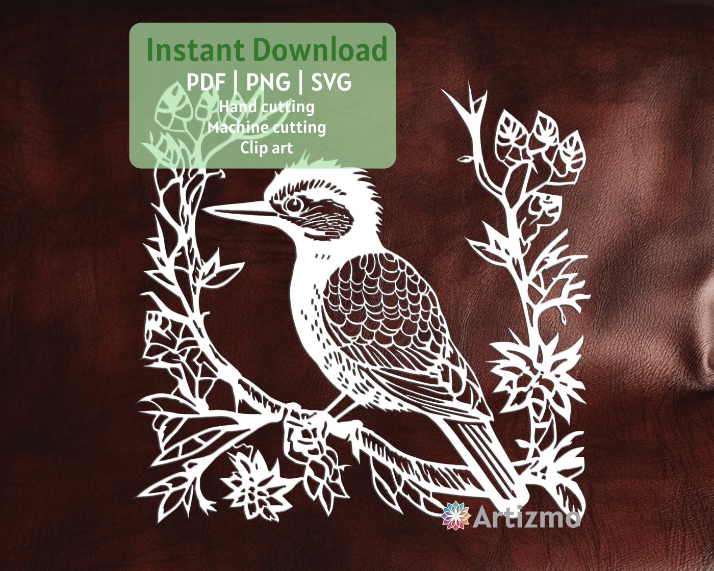 Kookaburra Bird Template | PDF and PNG for Hand Cutting | SVG for ...