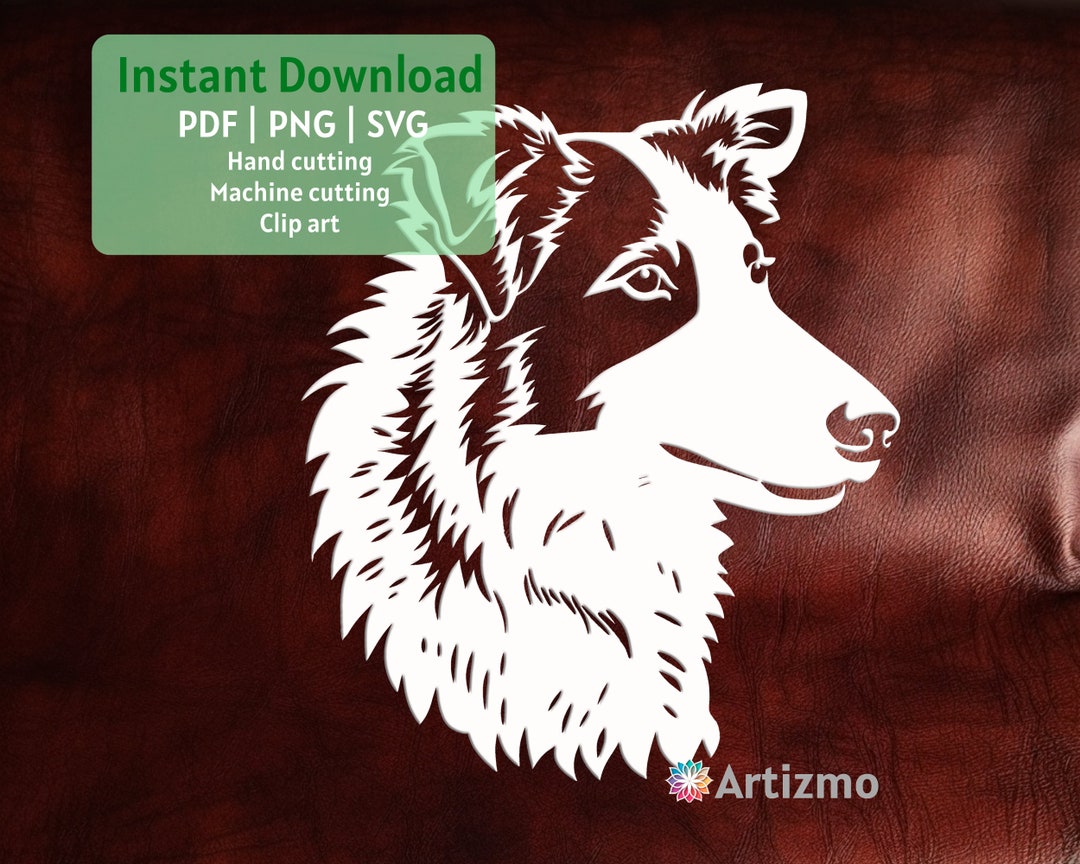 Collie Dog Template | PDF and PNG for Hand Cutting | SVG for Machine ...