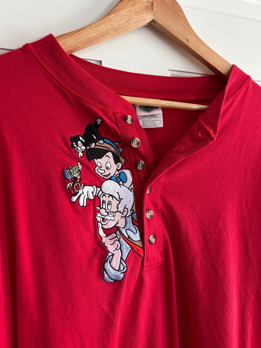 Vintage Disney Pinocchio Henley - Etsy