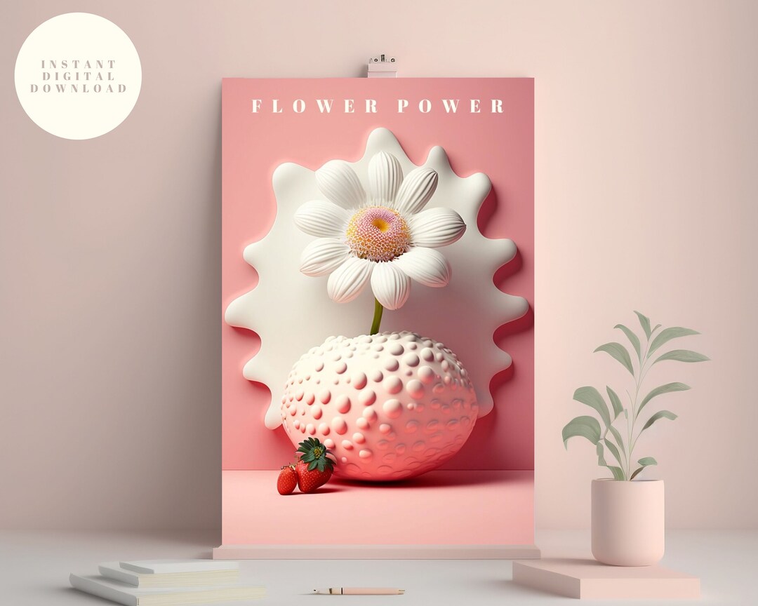 D5 Printable Flower Poster DAISY DIGITAL DOWNLOAD Positivity Girls Dorm ...