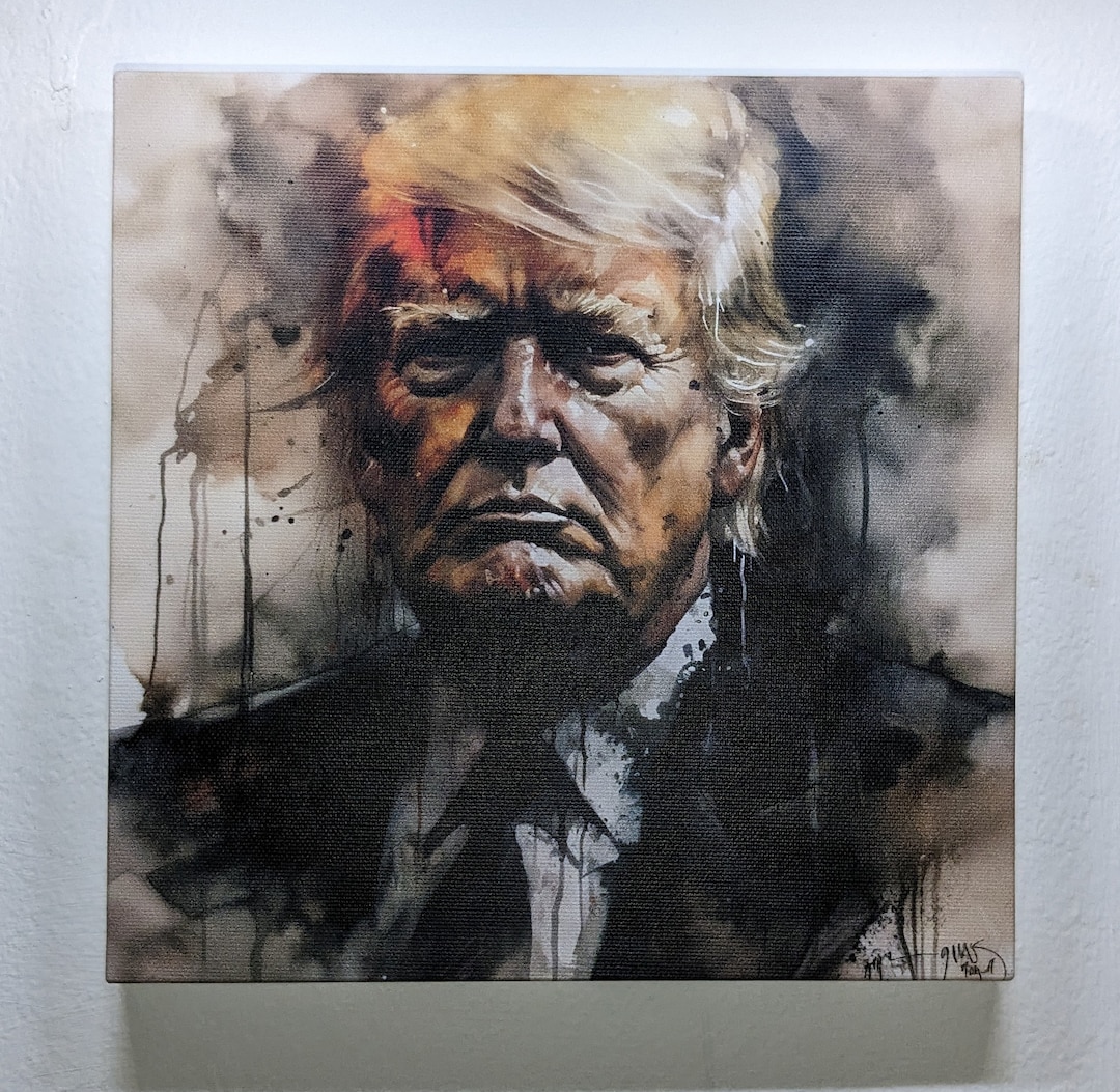 Stylized Painting/print of Donald J. Trump, 8x8 Inch Stick-on Canvas ...