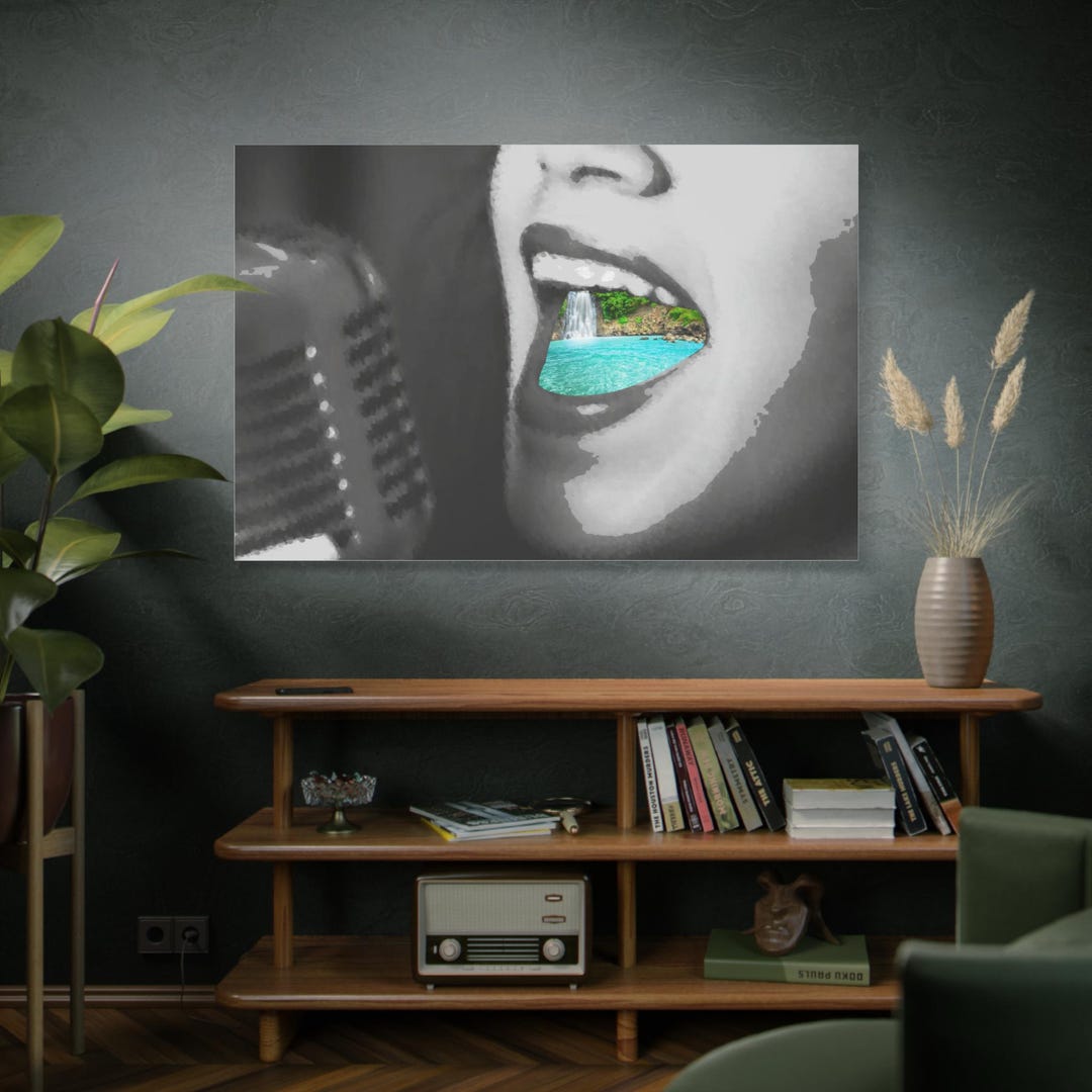 Waterfall Mouth Pop Art Canvas - Etsy