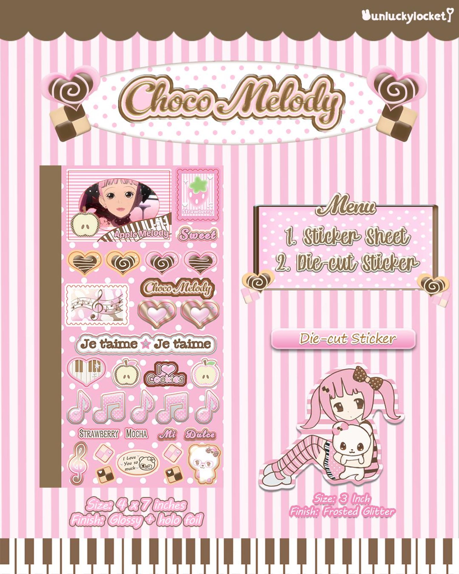 Choco Melody | Chocolate Theme Sticker Sheet | Neapolitan - Etsy