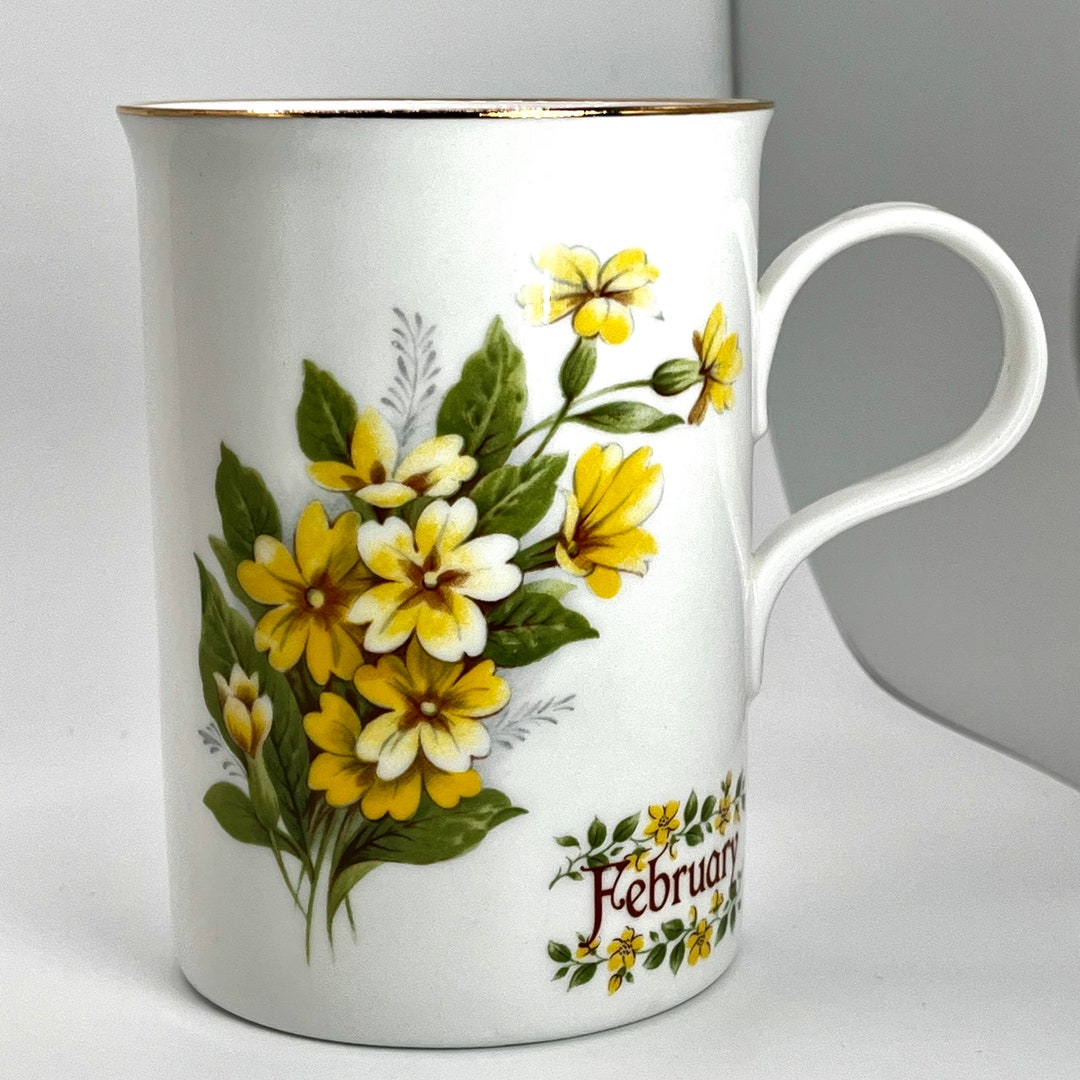 February Plumeria Mug Trimmed in Gold Crown Dorset Staffordshire ...