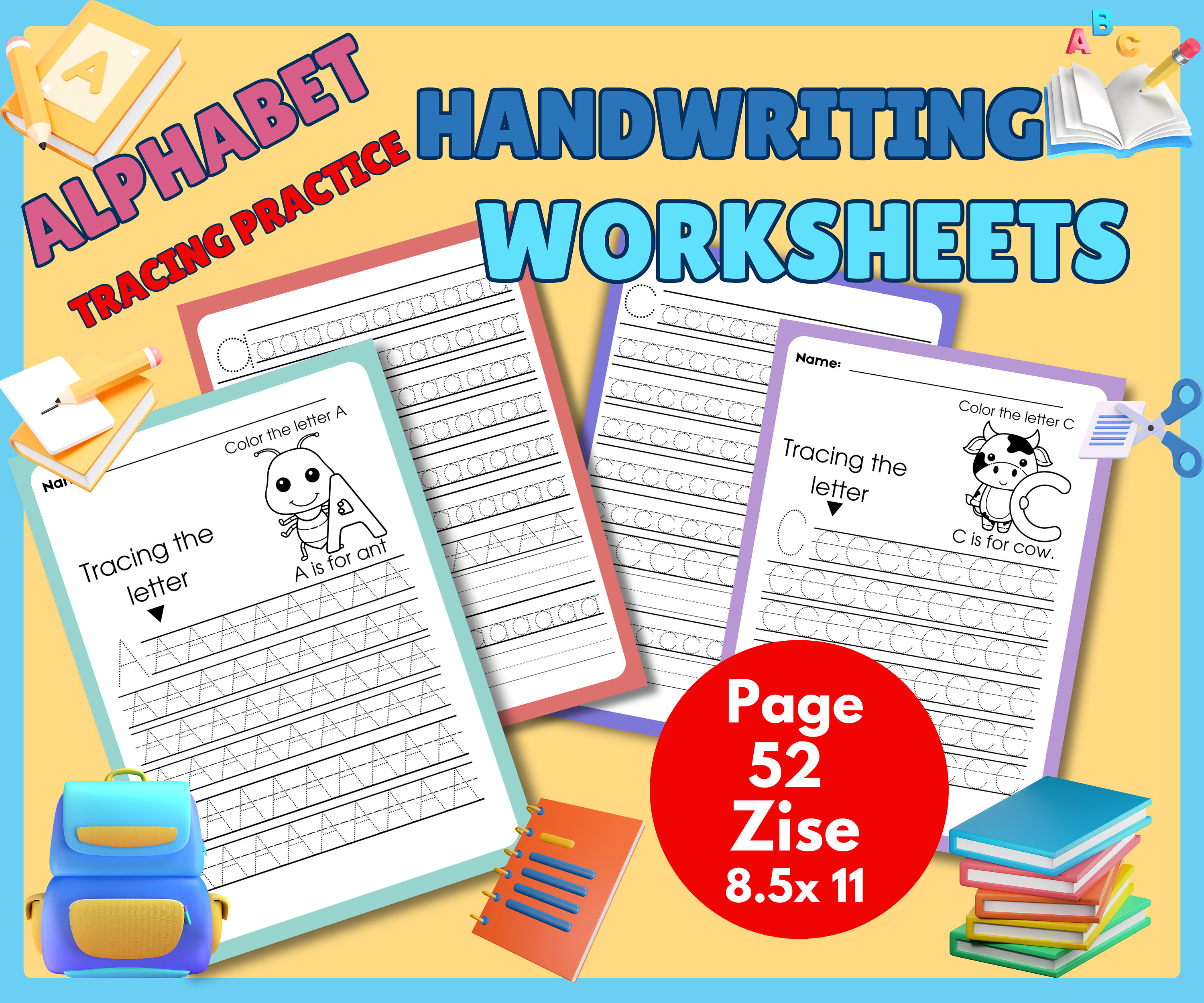 Alphabet Handwriting | ABC Phonics Tracing Cards | Writing Letters ...