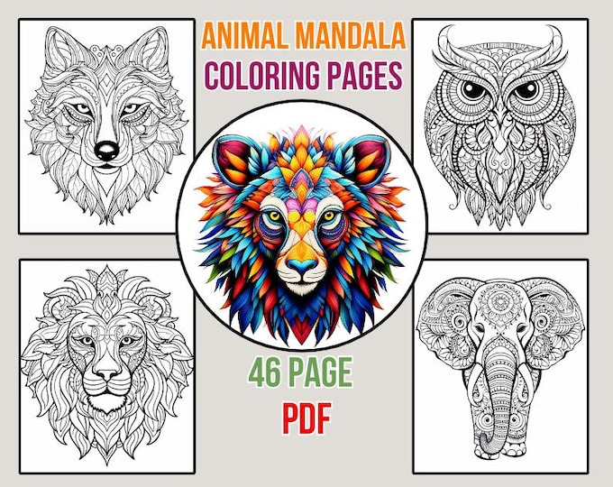 Mandala Coloring Pages, Animals & Nature, Relaxation Art (PDF, JPG, PNG ...