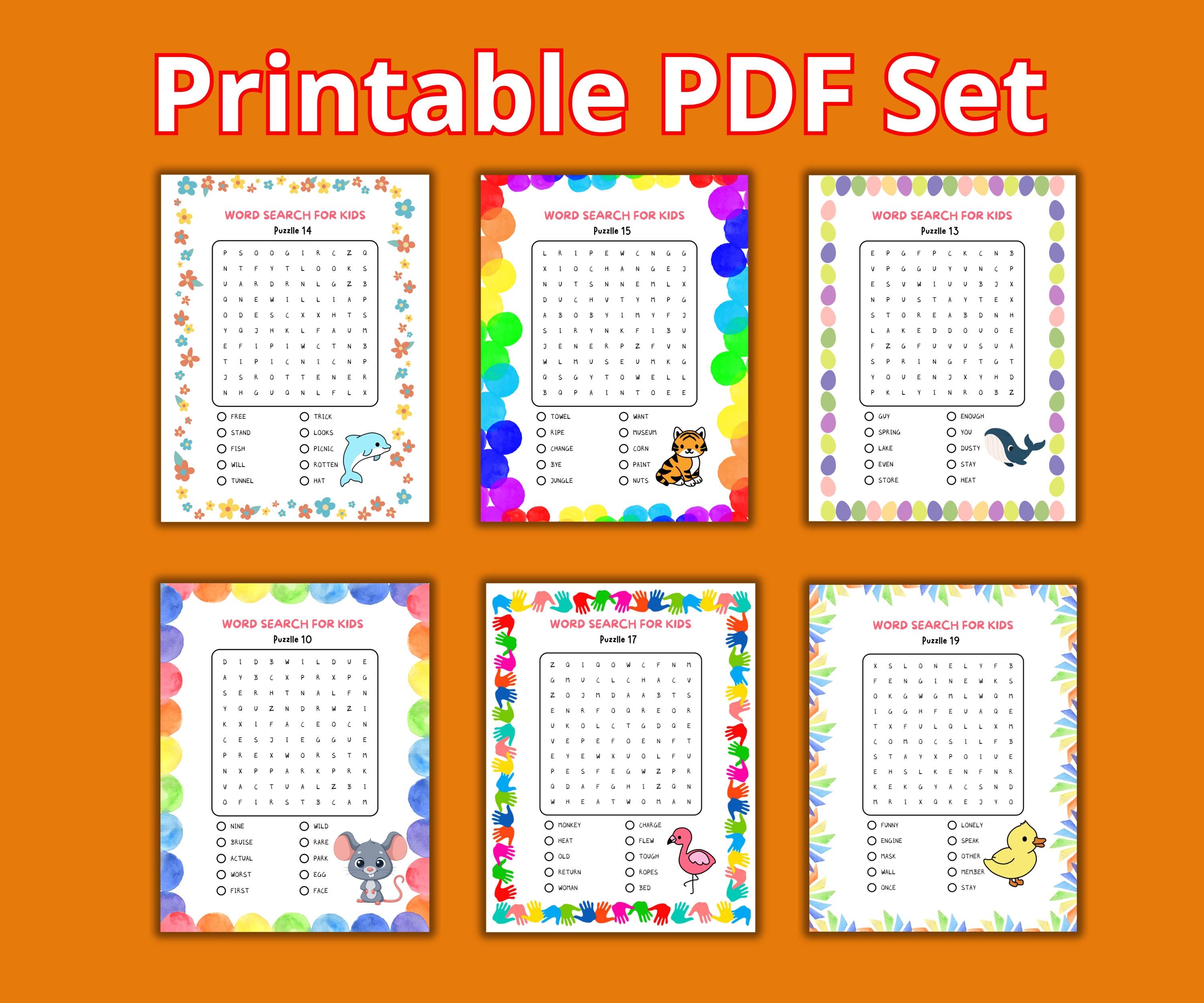 Fun & Educational Word Search Puzzle Activities for Kids - Printable ...