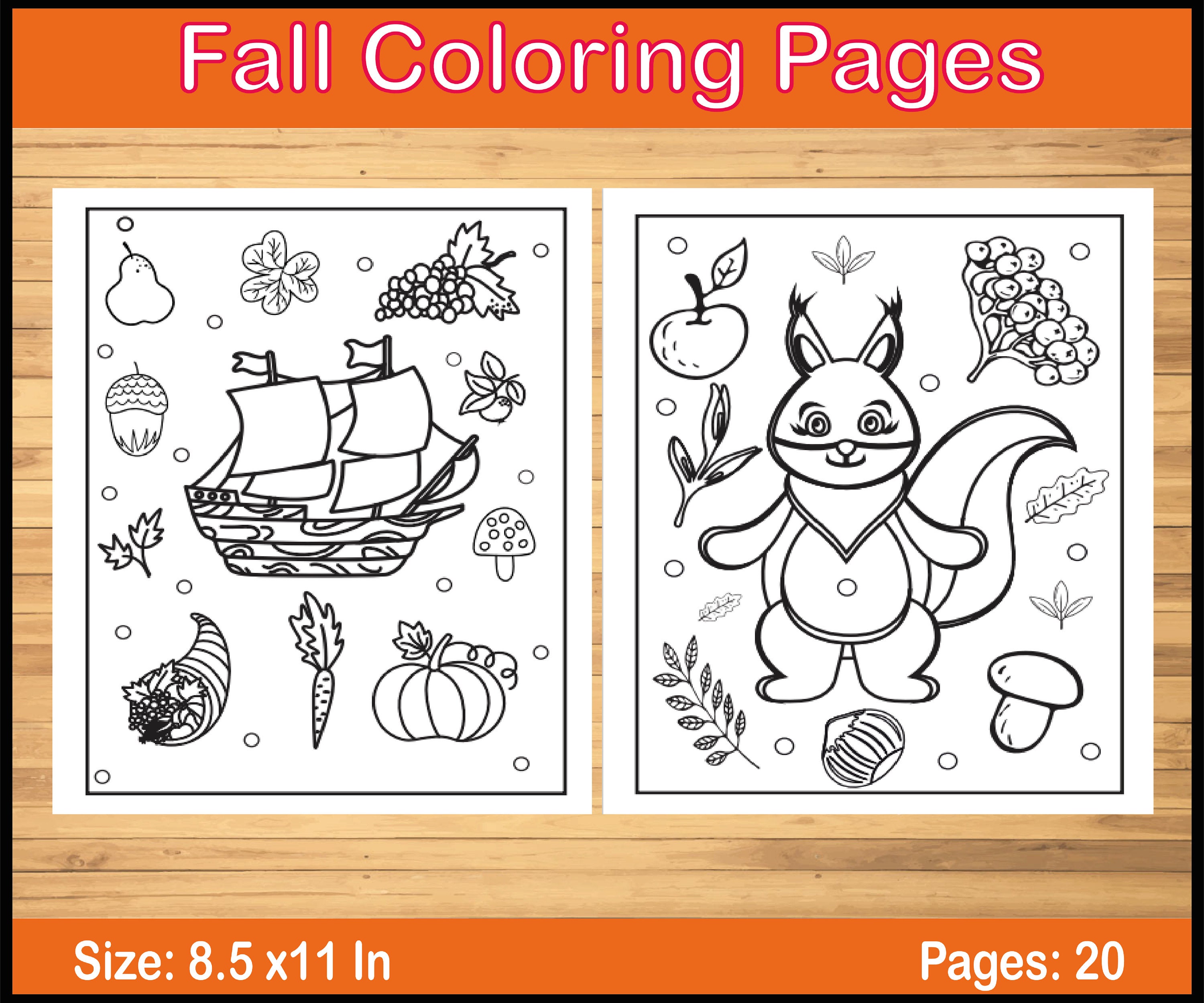 Fall Coloring Pages | Autumn Coloring Sheets for Kids | Digital ...