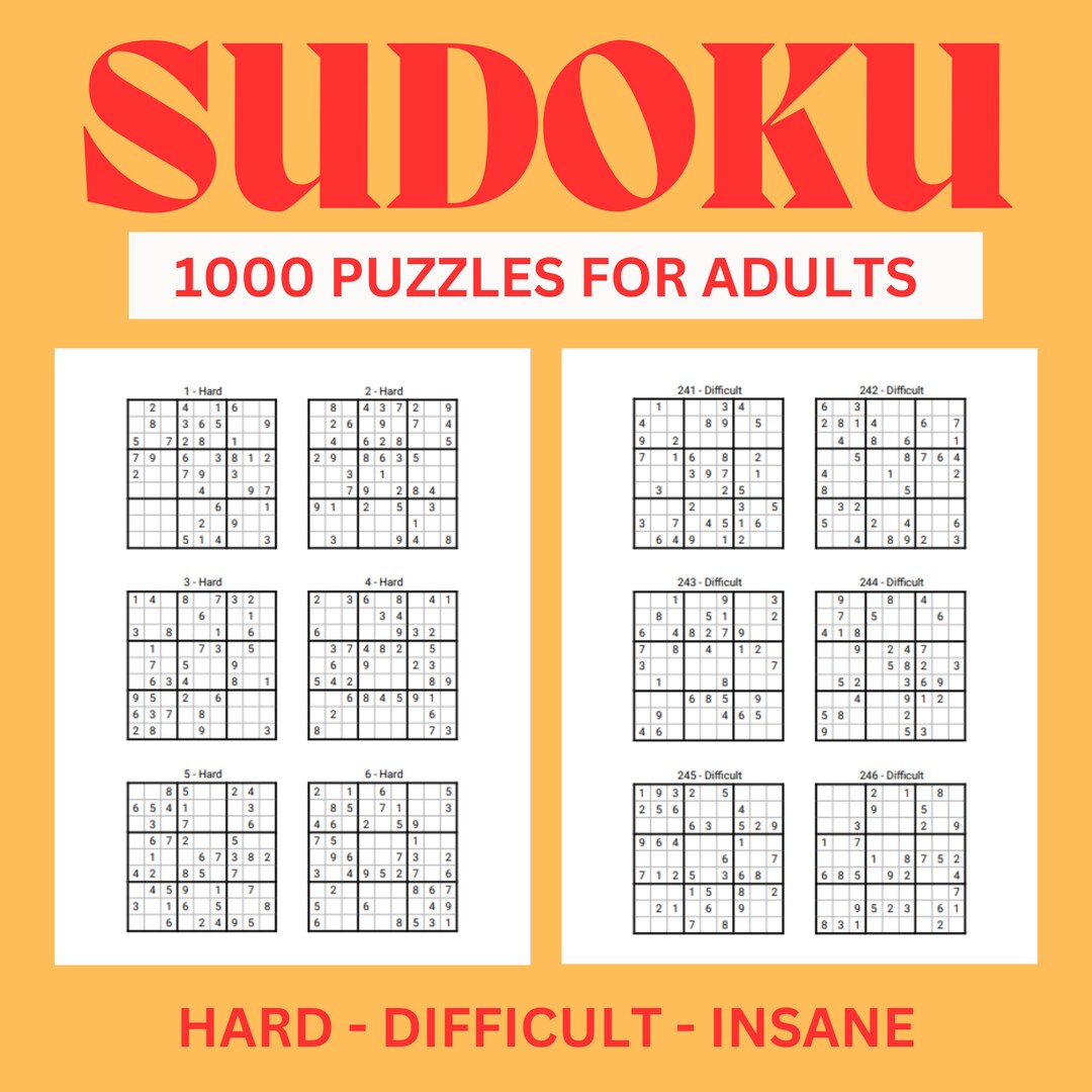 Sudoku - 1000 Puzzles for Adults - | 1000 Printable Sudoku Puzzles ...