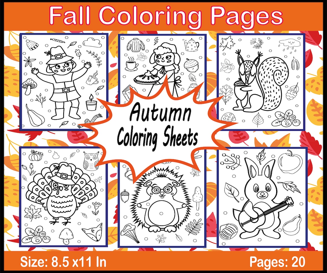 Fall Coloring Pages | Autumn Coloring Sheets for Kids | Digital ...