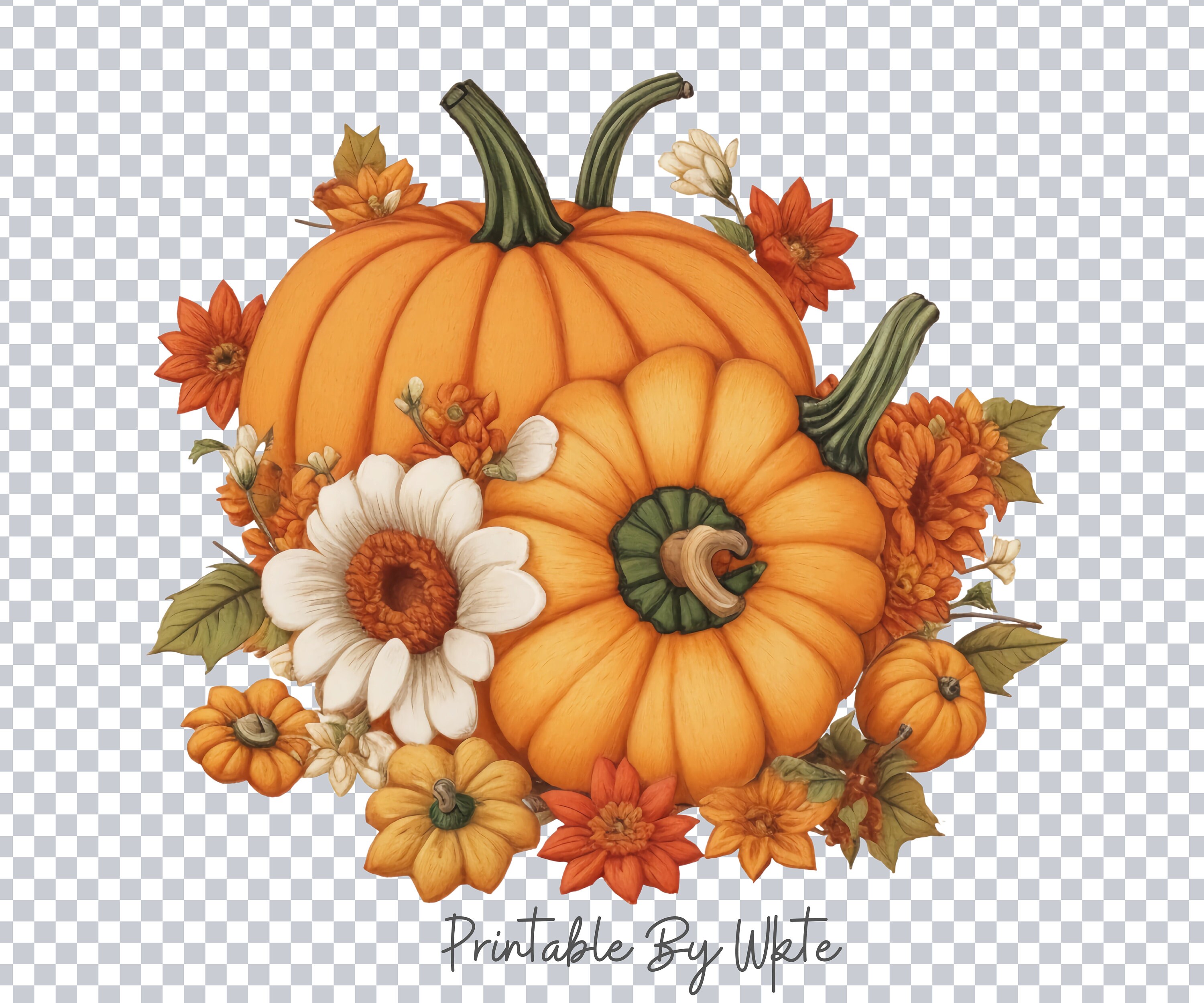 Floral Pumpkin Pastel Clipart PNG Watercolor Clipart White - Etsy