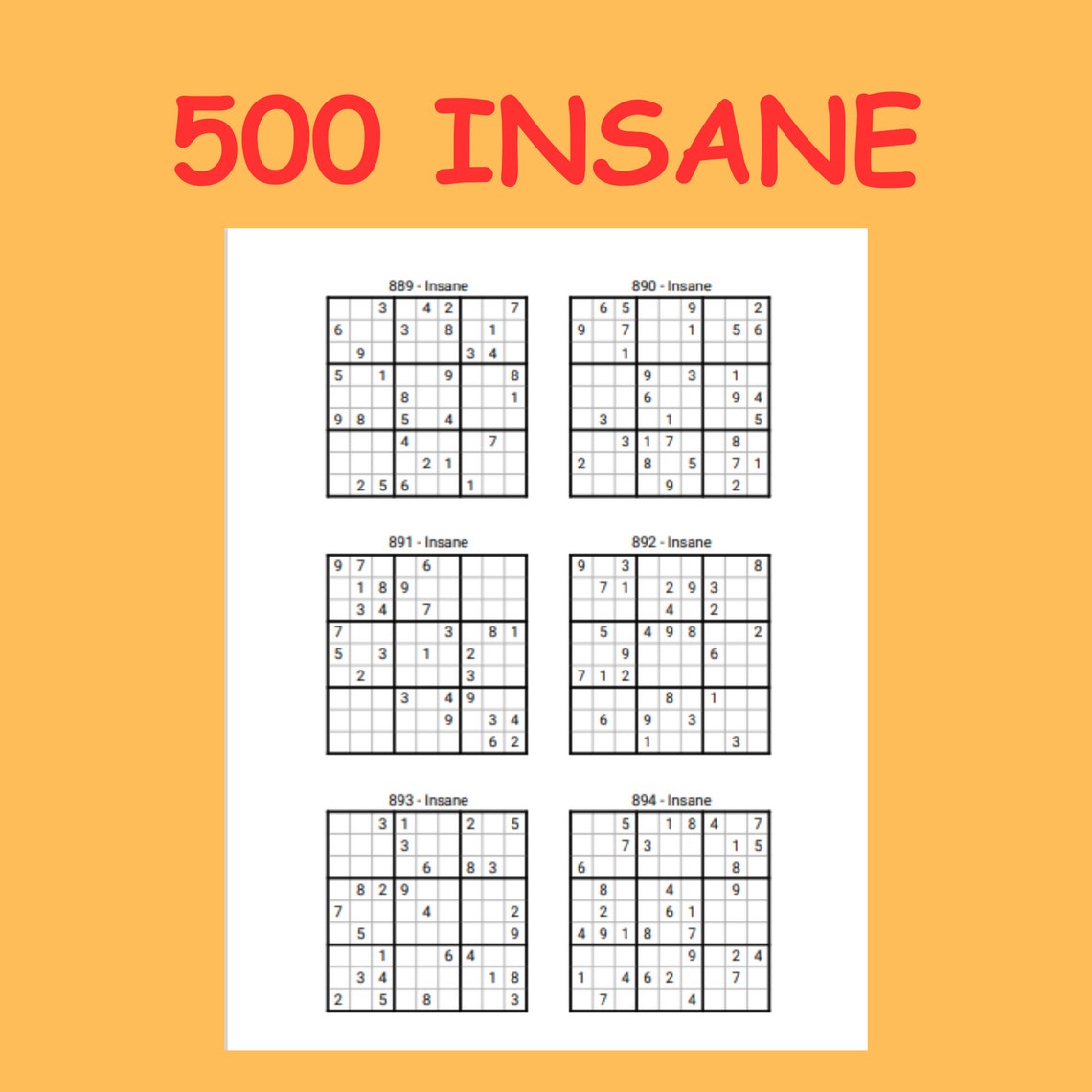 Sudoku - 1000 Puzzles for Adults - | 1000 Printable Sudoku Puzzles ...