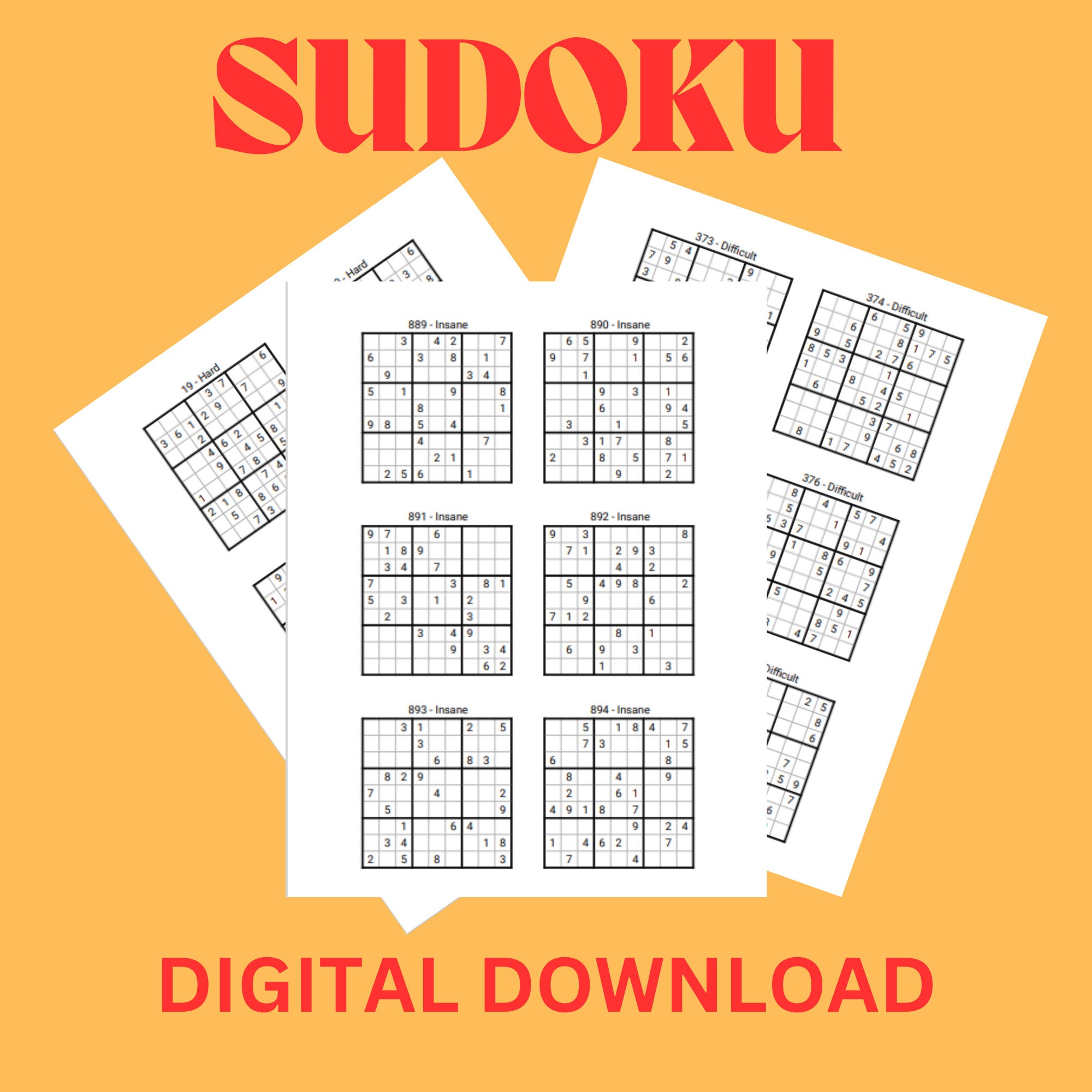 Sudoku - 1000 Puzzles for Adults - | 1000 Printable Sudoku Puzzles ...