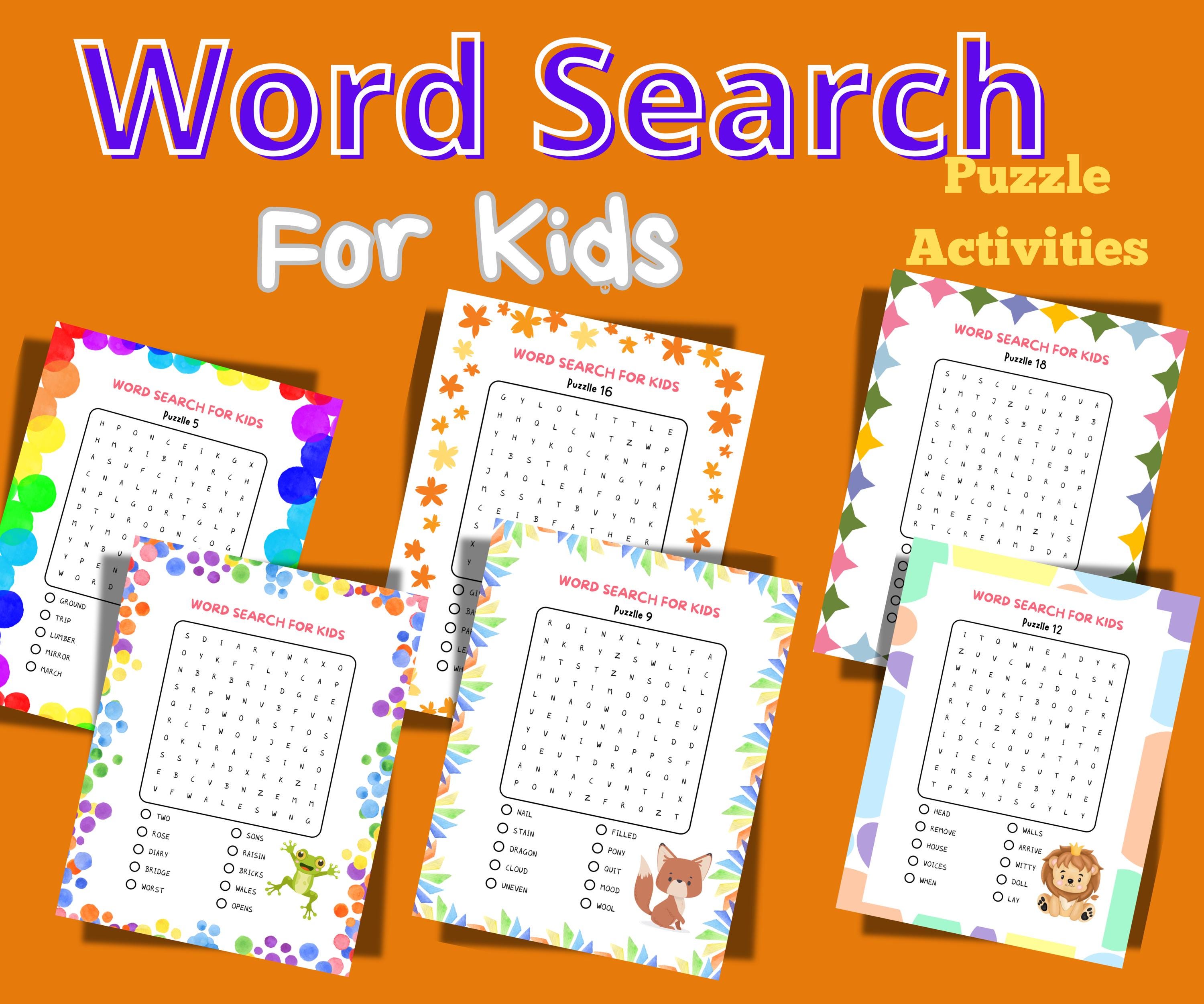 Fun & Educational Word Search Puzzle Activities for Kids - Printable ...