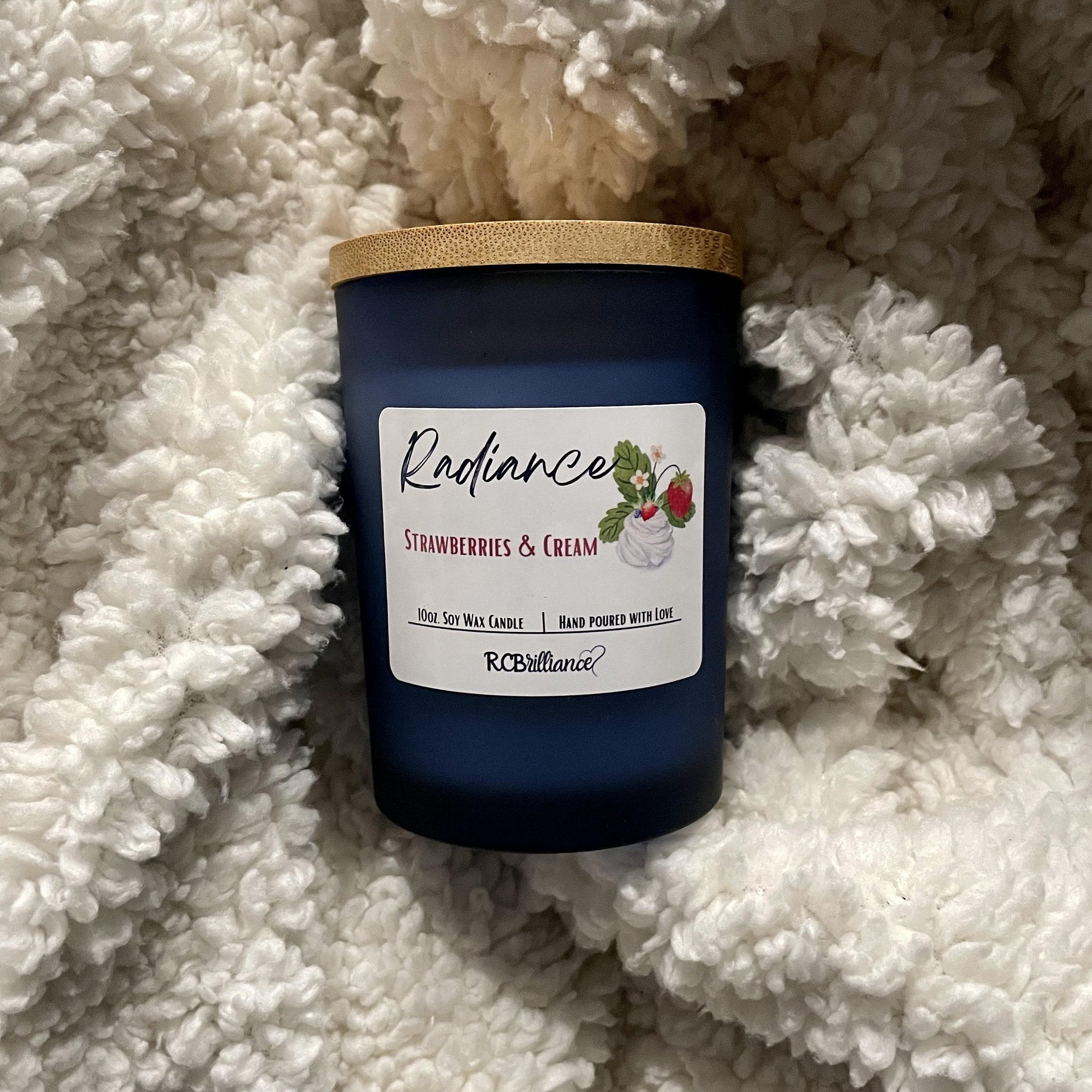 Strawberries & Cream Candle Soy Wax Candle Eco Friendly Candle Blue ...